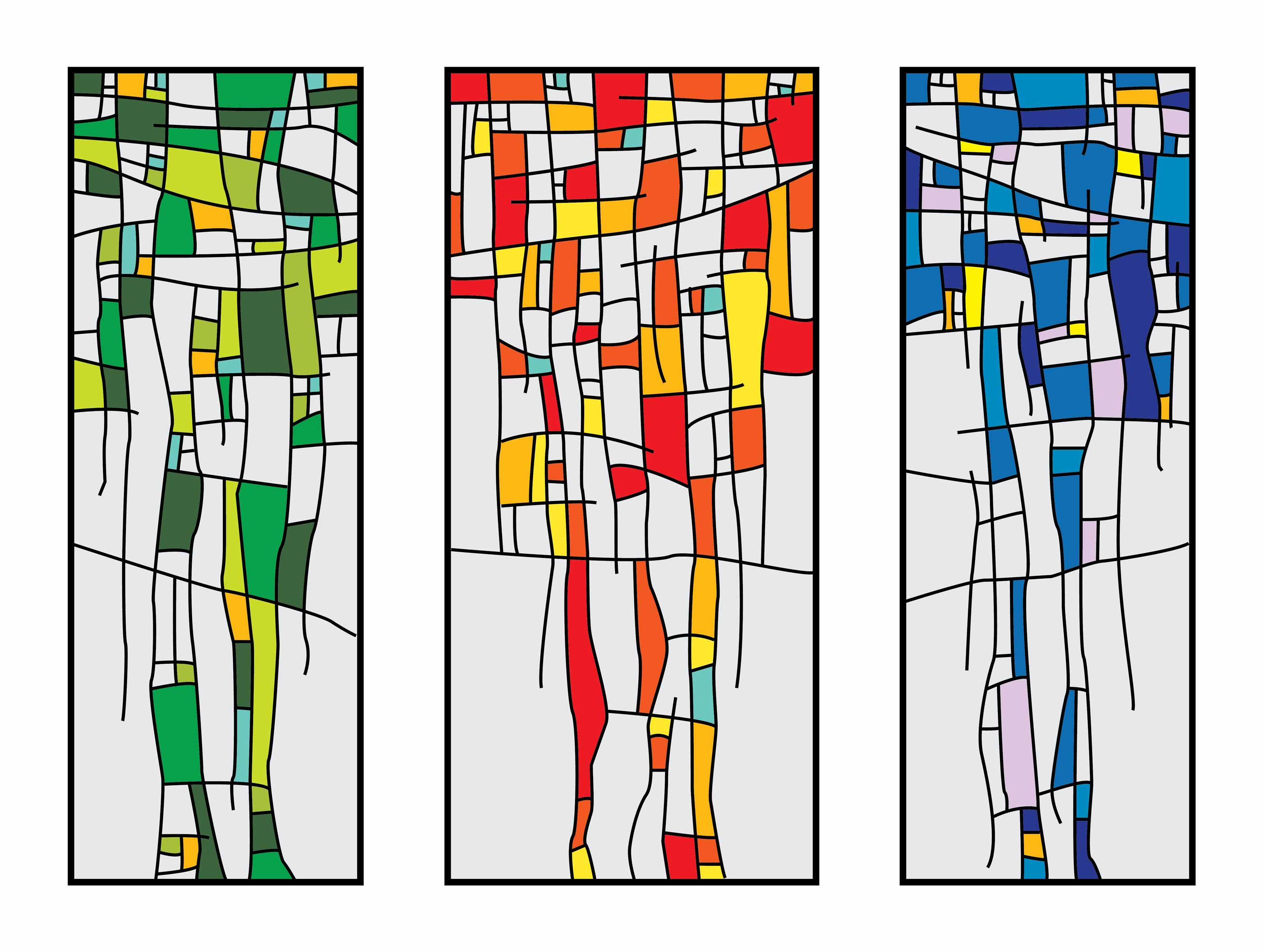 Stained Glass Triptych - Residential Glass Art - Jacob Robison
